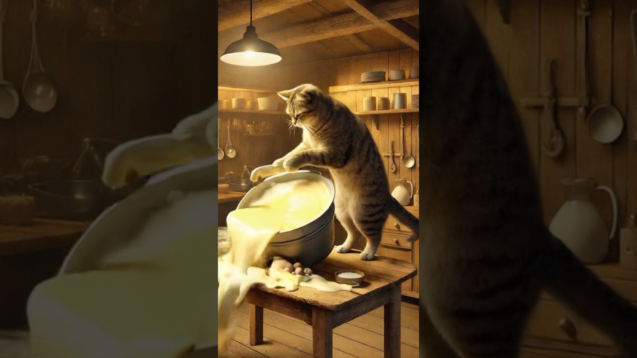Cat Cooking Giant Pudding #shorts #cat #cats #cooking #cute #funny ...