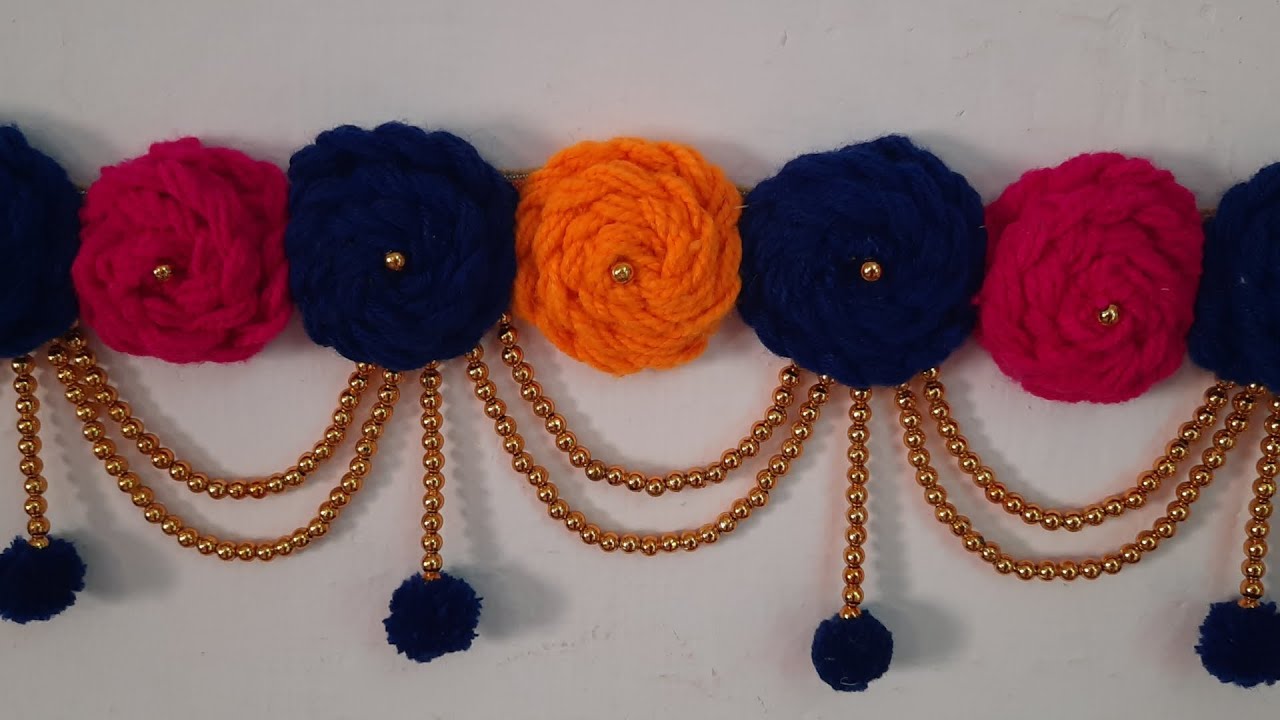 Toran Design/Diwali decoration Idea/Simple Toran Design/Woolen Door ...