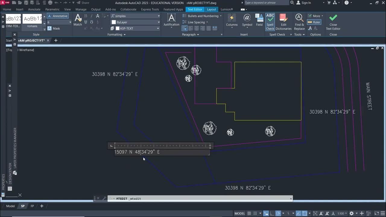 AutoCAD Project 1 Step 3 Adding Street and Dimension Labels - YouTube