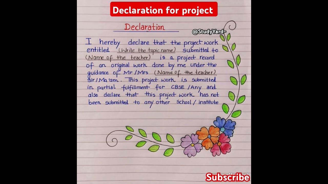 Declaration for project l how to write declaration for project - YouTube