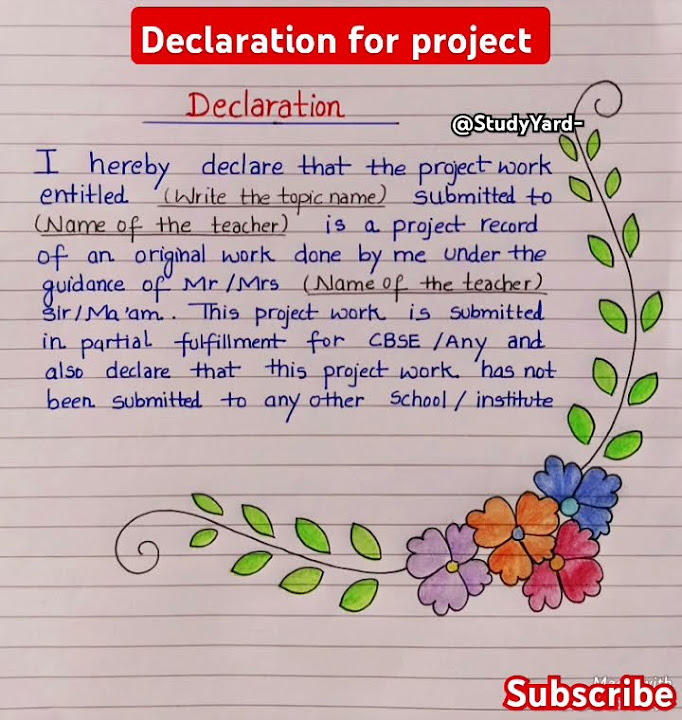 Declaration for project l how to write declaration for project - YouTube