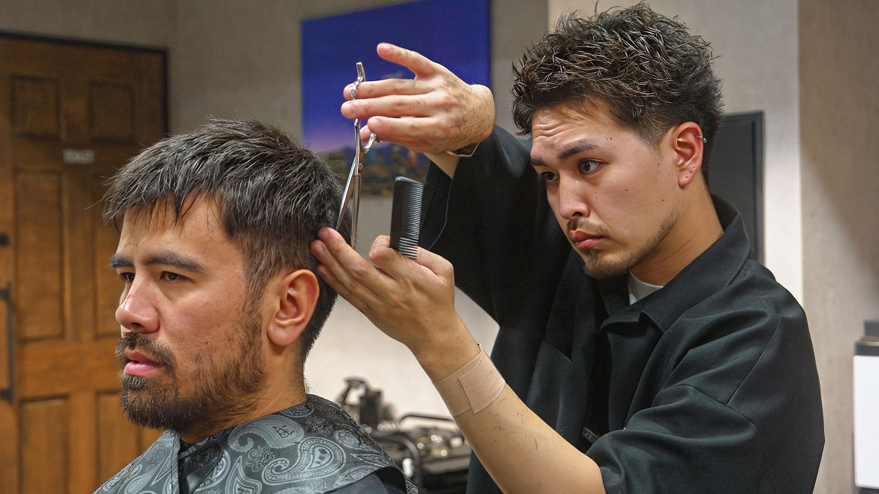 💈(ASMR) Scissors-Only Transformational Haircut by Traditional Japanese ...