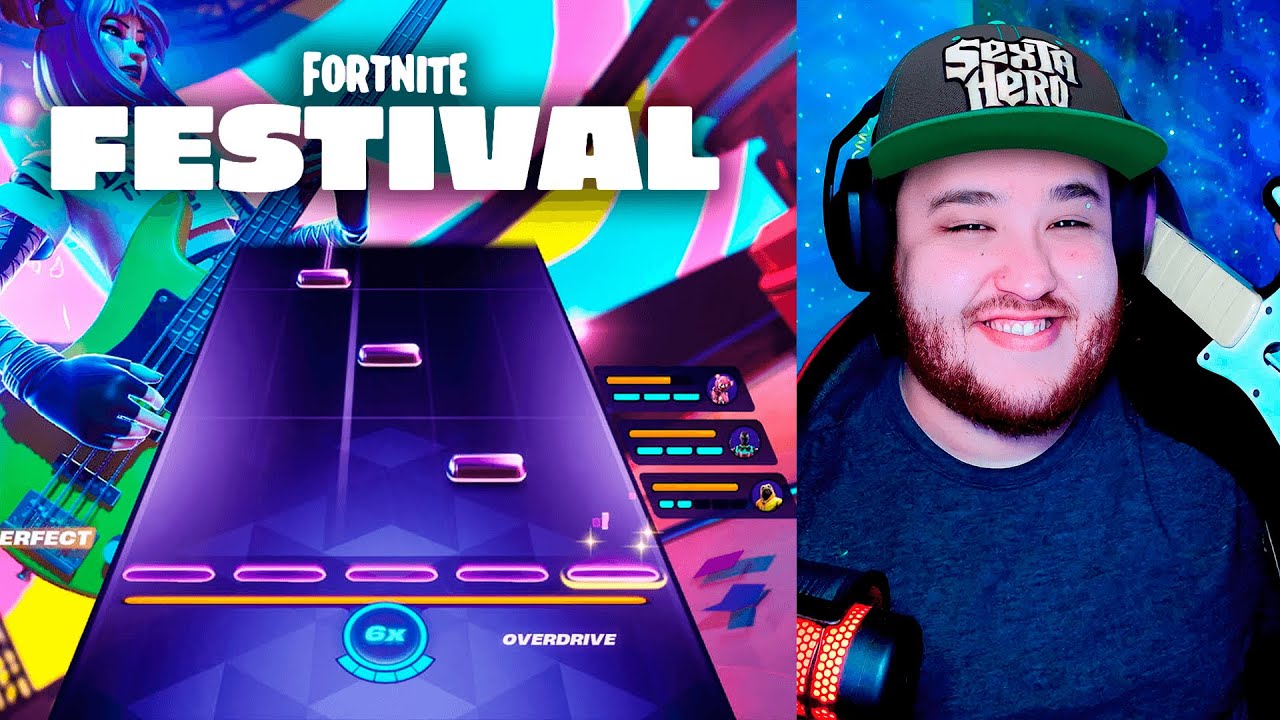 Gameplay de apresentação do Fortnite Festival (com guitarra do Xbox 360 ...