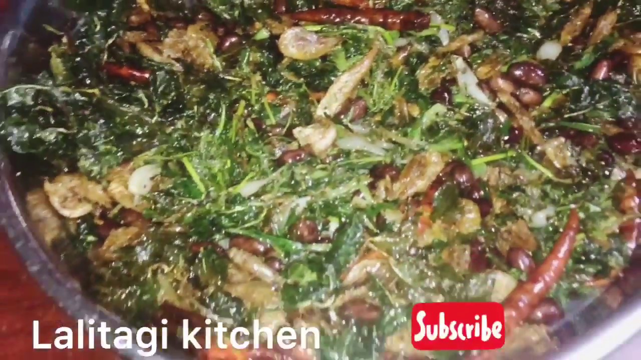 Nungshidak Ka khajing ga kangou/ fried mint leaves with shrimp recipe ...