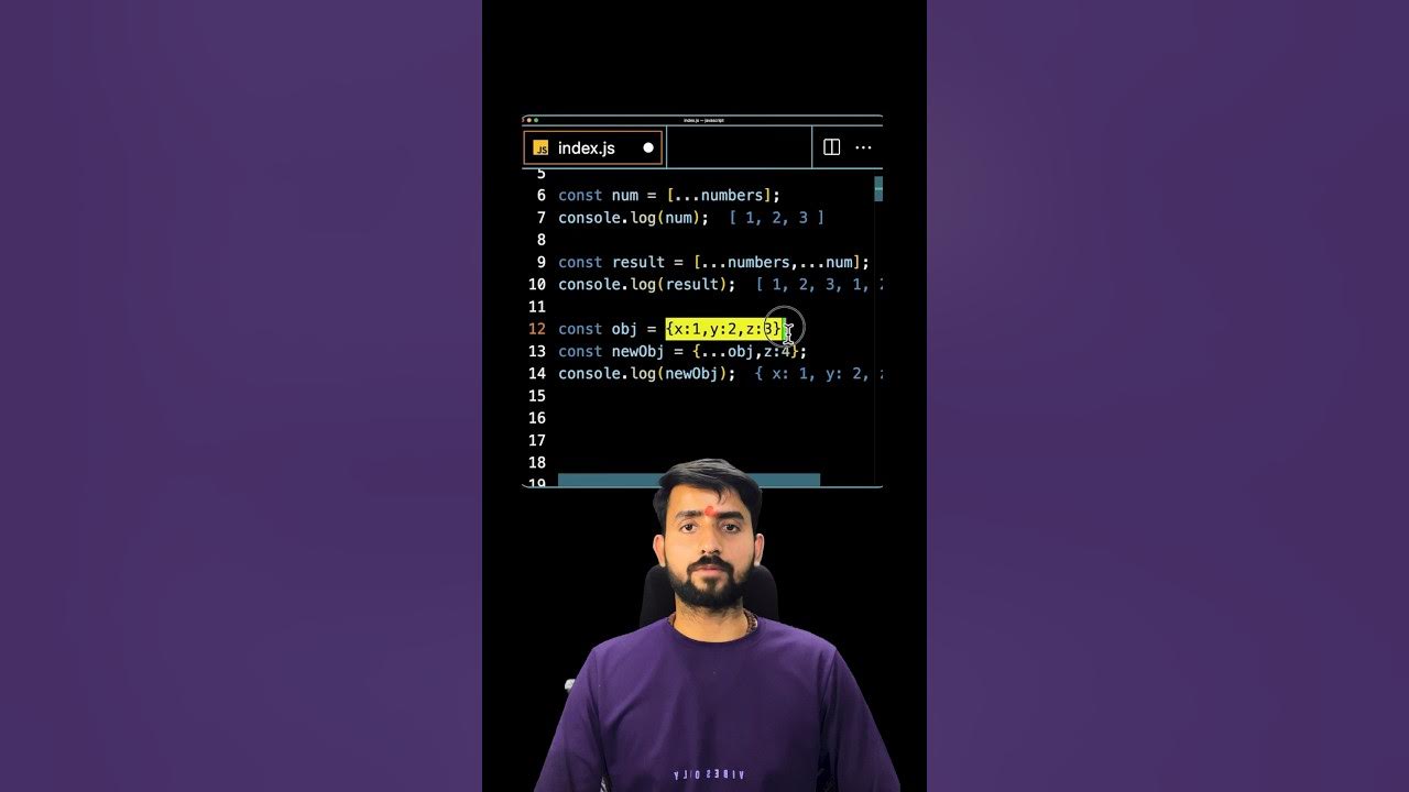 Spread operator in JavaScript. Dot Dot Dot in JS #javascript #reactjs #shorts #hindi #interview ...