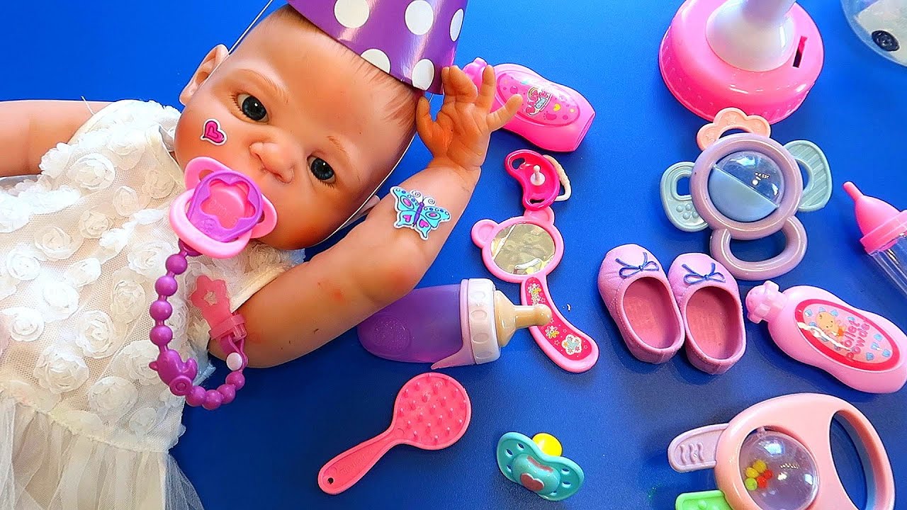 ASMR 5 min Satisfying with Unboxing reborn pacifier rattle shoes comb ...