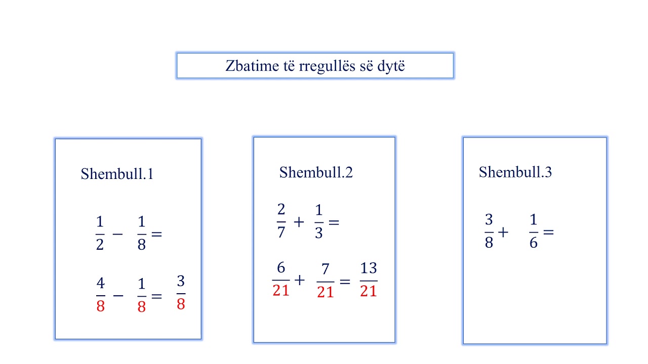 Mbledhja dhe zbritja e thyesave - YouTube