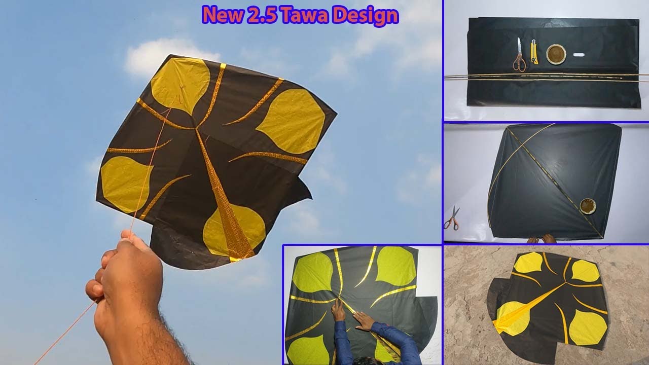 How to Make big kite 2.5 Tawa Guda - For basant new Design - Big kite Making and Flying - YouTube