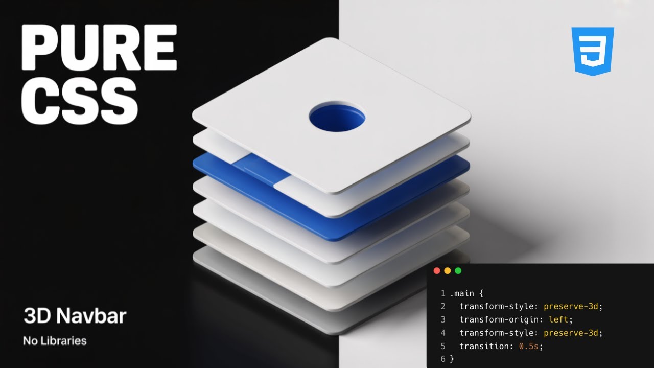 Build This 3D Navbar Menu Animation in Pure CSS - YouTube