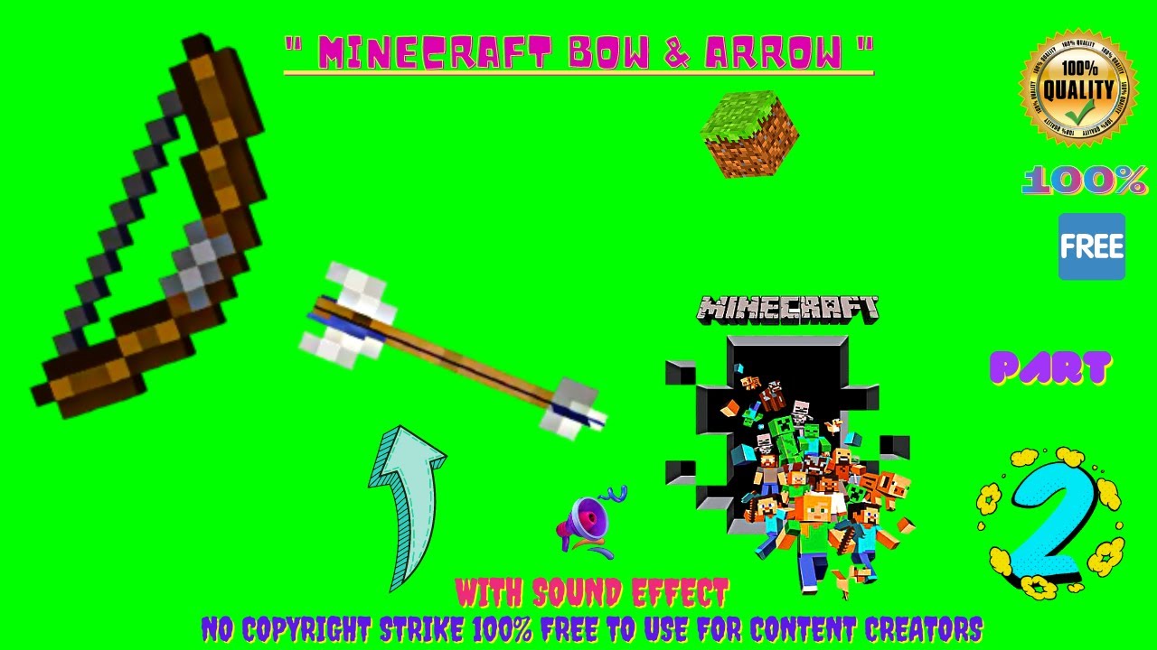 MineCraft Bow & Arrow🏹Animation With Sound Effect🔊No Copyright Strike ...