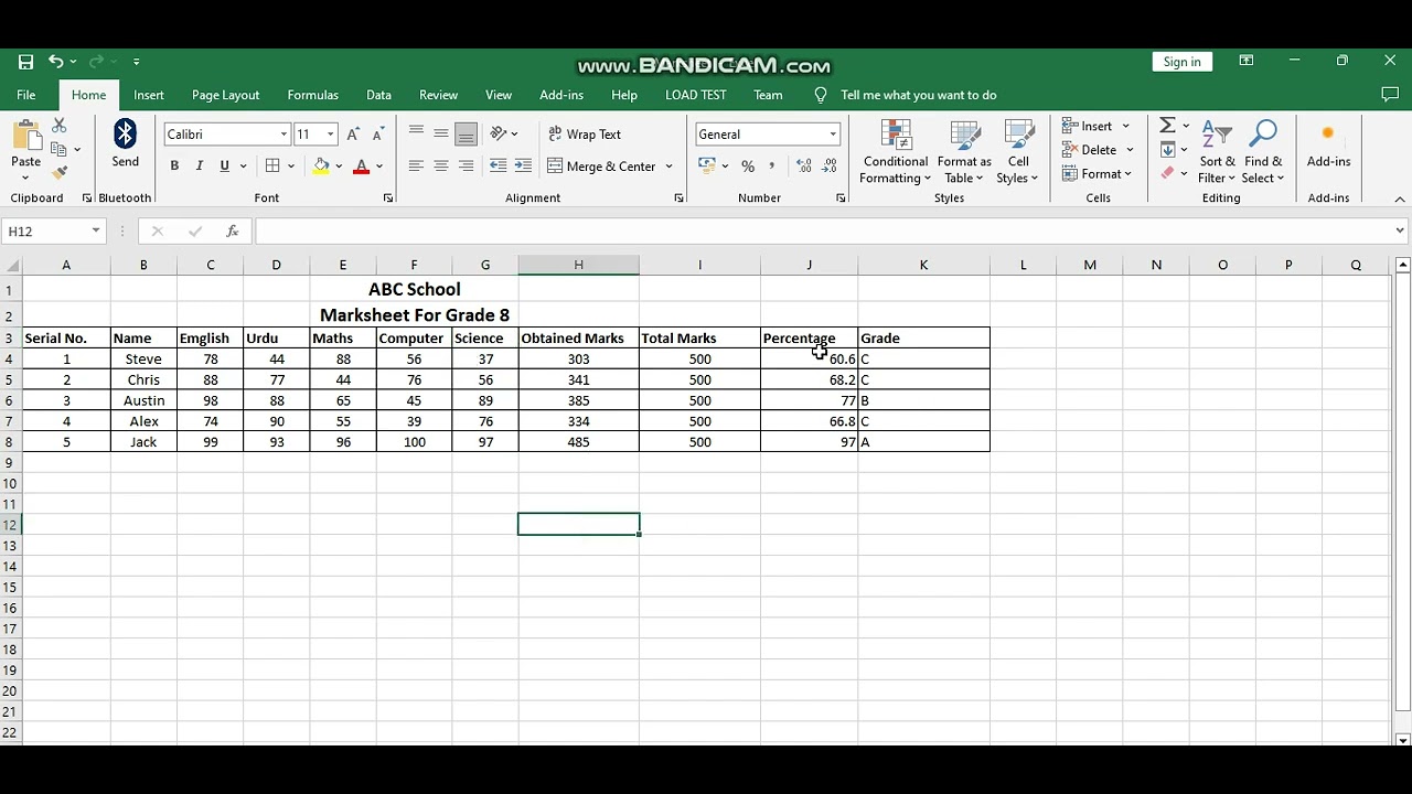 MS Excel-Design Marksheet - YouTube