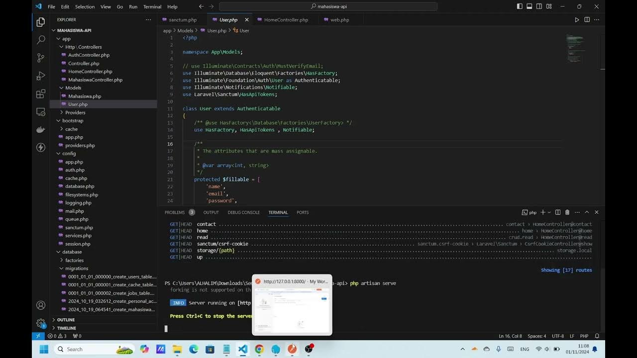 API Endpoint CRUD dengan Autentifikasi Menggunakan Laravel 11 | Rekayasa Web - YouTube