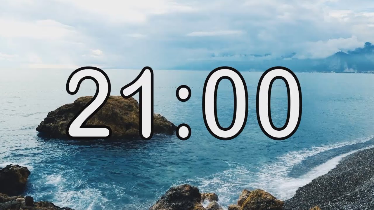 21 minute timer with Calm and Soft Music and sea wave cinematic ...