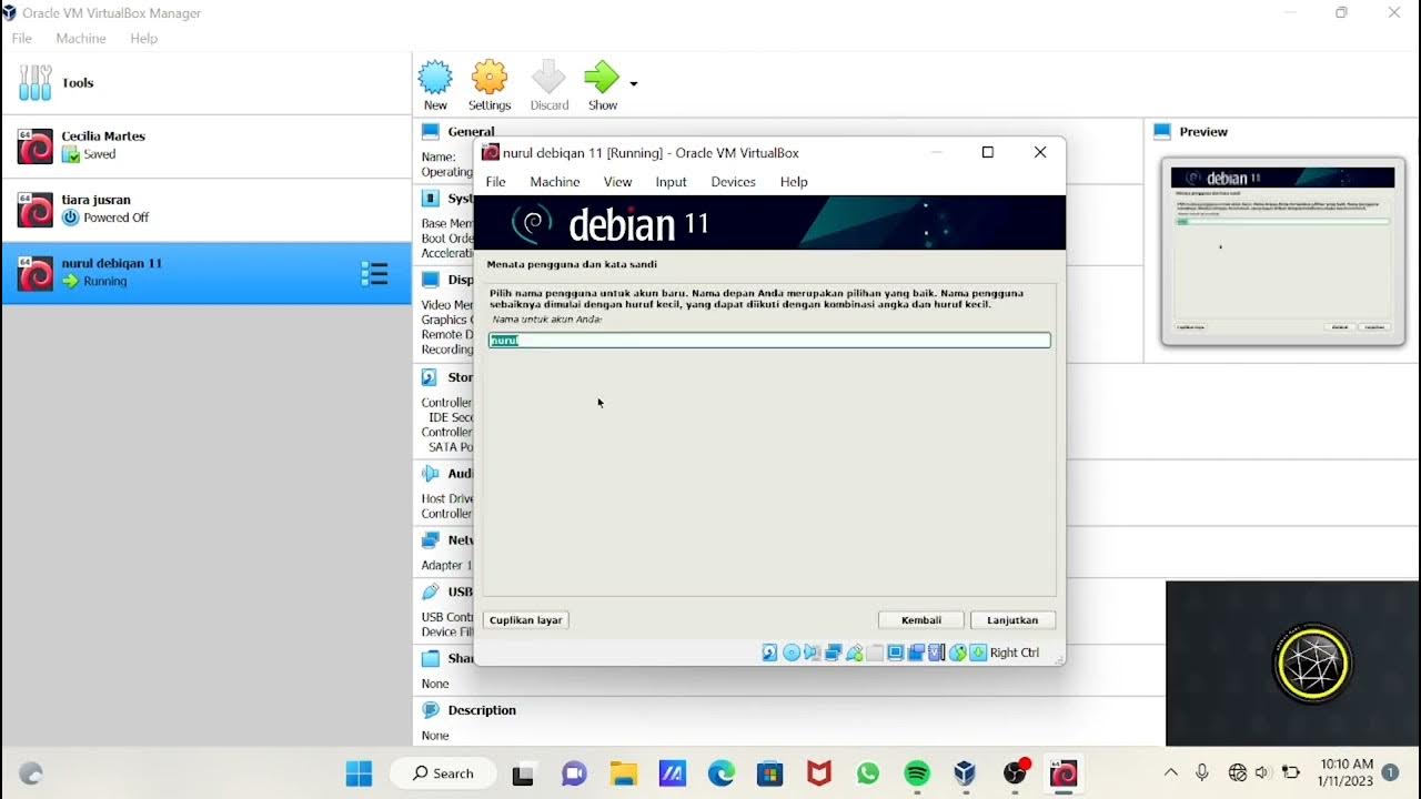 Cara menginstal linux debian 11 di virtualbox - YouTube