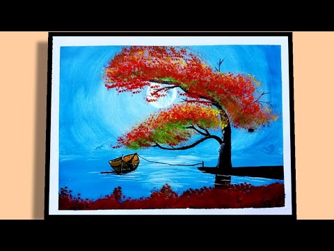 Easy cool scenery painting video🥰Arcylic Painting 🥰Drawing Project ...