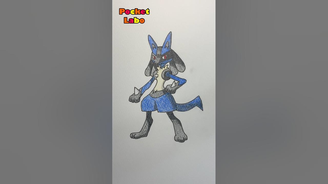 《かんたん》ポケモン ルカリオの描きかた ショートver ポケモン ルカリオ イラスト 色えんぴつ Youtube