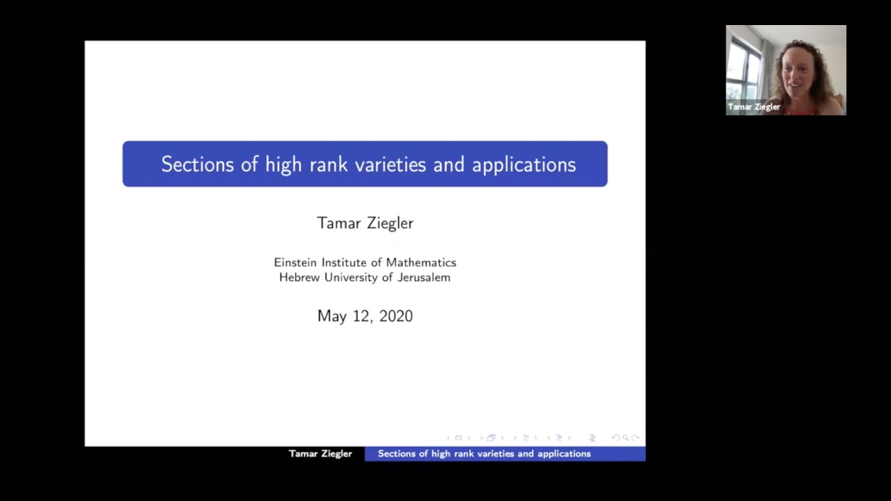 Tamar Ziegler (Hebrew University), Sections of high rank varieties and ...