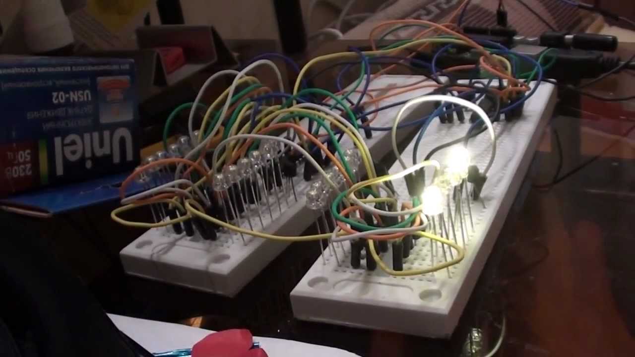arduino + 2x74hc595 + 4xNPN transistor (4x6 led matrix) - YouTube
