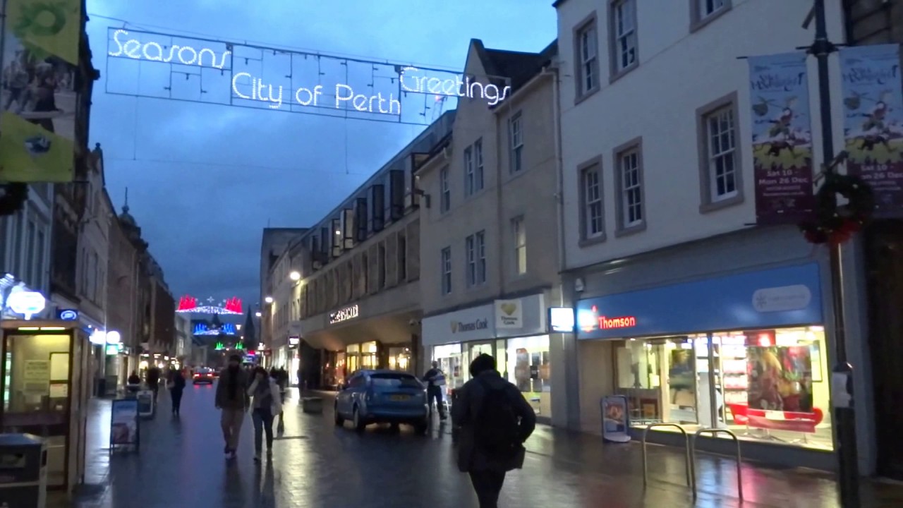 Christmas Lights At Dusk High Street Perth Perthshire Scotland - YouTube
