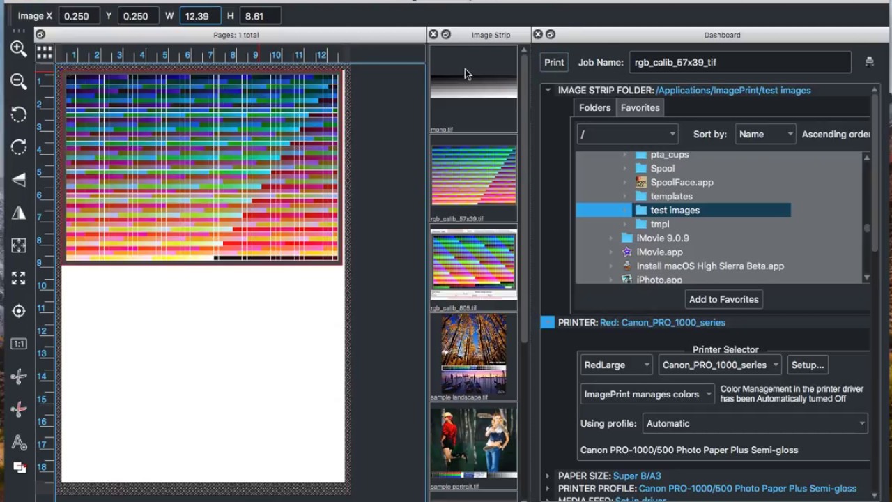 Printing a profiling target with IMAGEPRINT R.E.D. - YouTube