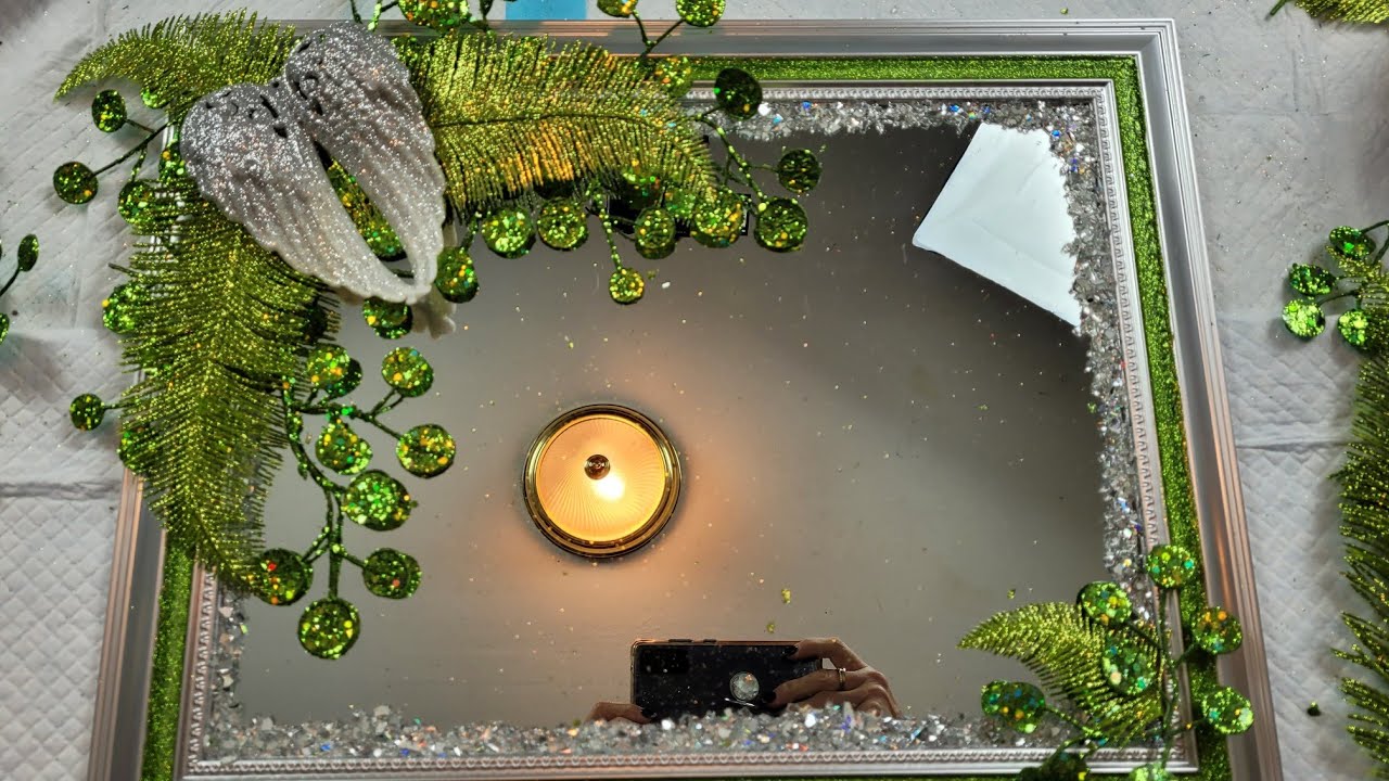 Amazing Christmas Mirror embellished with broken glass and glitter ...