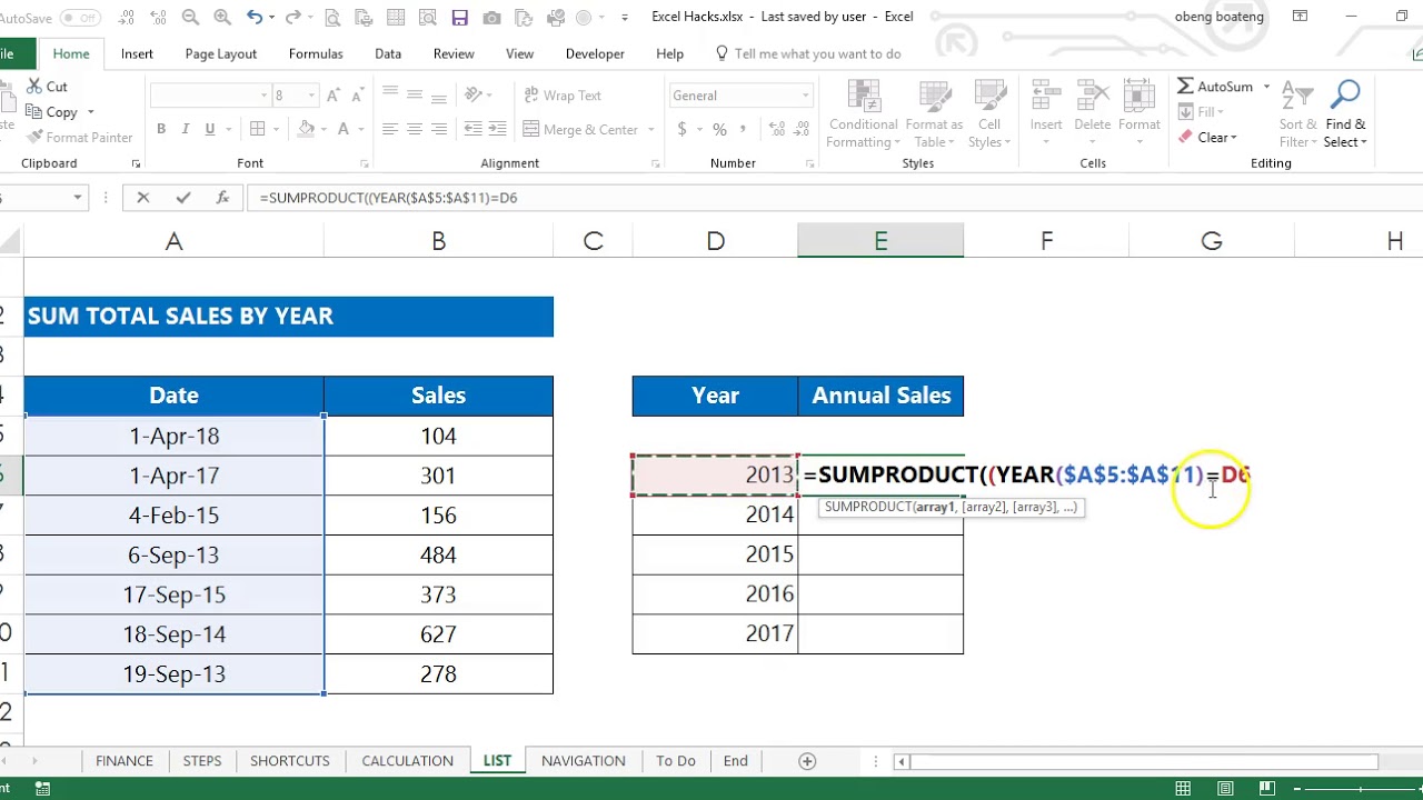 SUMIF By Year YouTube sumif-by-year-youtube