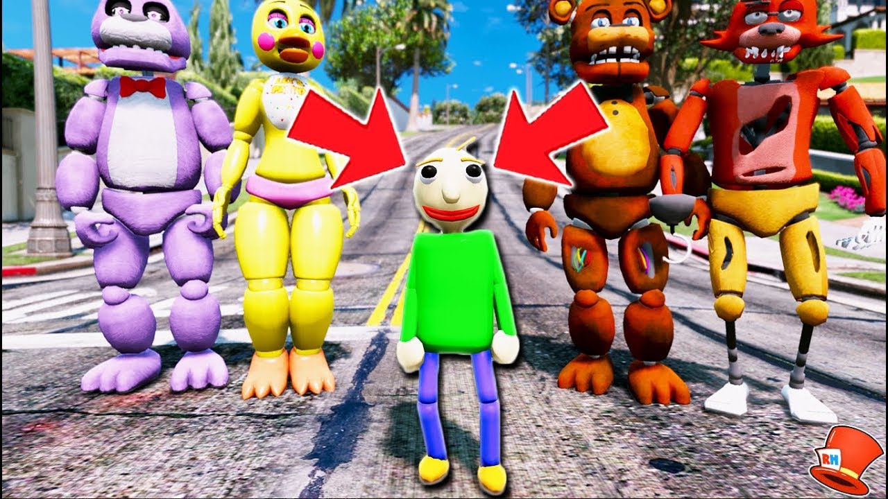 *NEW* ADVENTURE BALDI'S BASICS MEETS THE ANIMATRONICS! (GTA 5 Mods FNAF ...