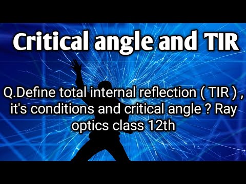 Q.Define total internal reflection (TIR), it's conditions and critical ...