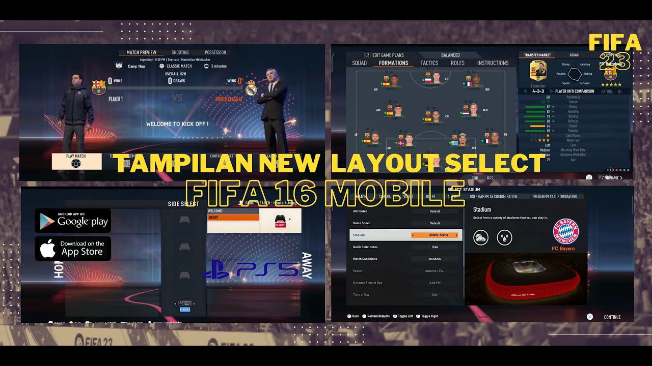 FIFA 16 PATCH FIFA 23 MOBILE‼️NEW LAYOUT FORMASI, STATISTIC, PILIH ...