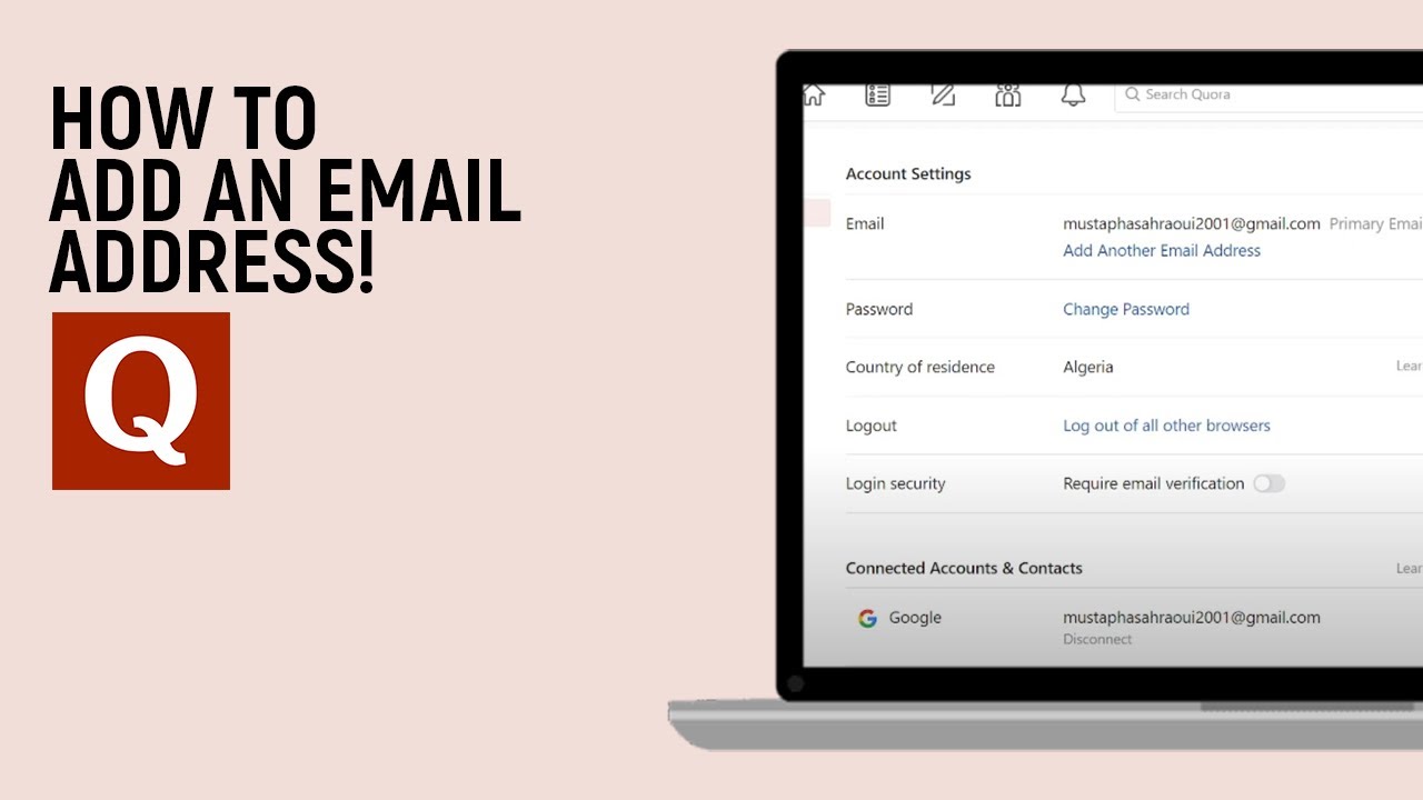 How to add an email address on Quora [easy] - YouTube