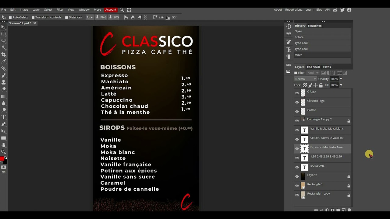 How to edit your digital menu boards using Photopea - YouTube