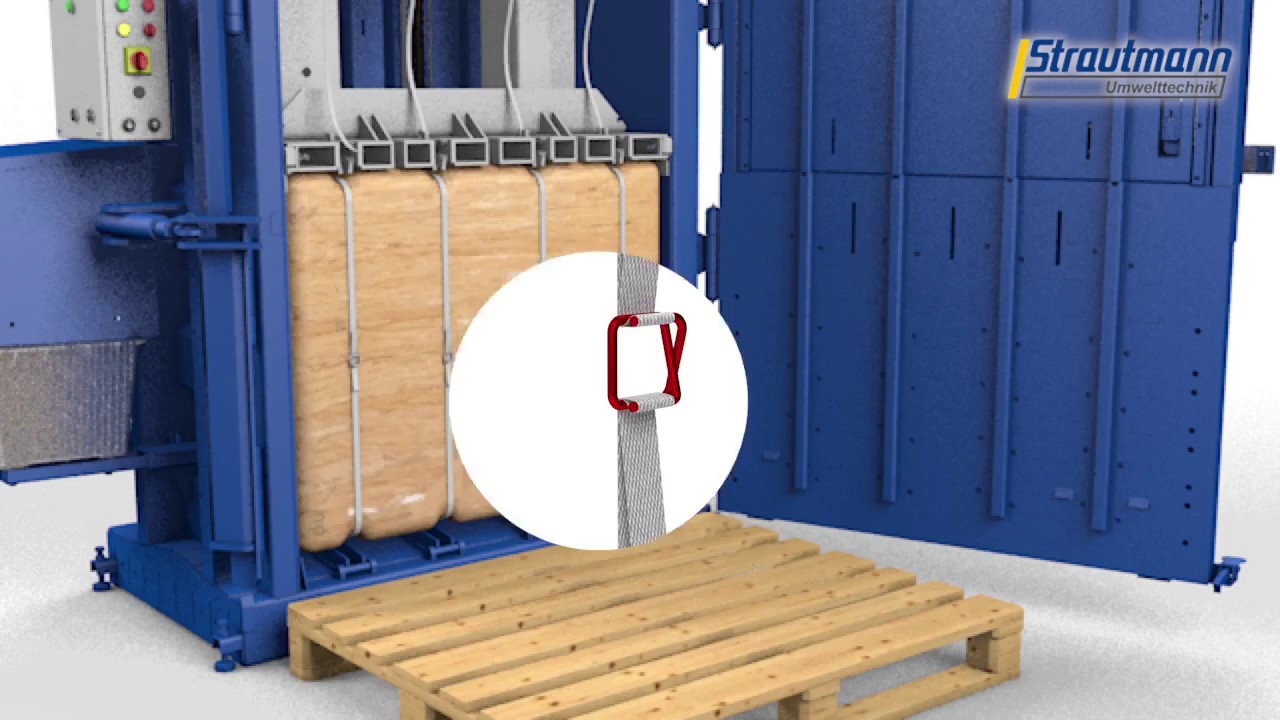 Mill size baler- Strautmann PP1208 in action using baler strap - YouTube