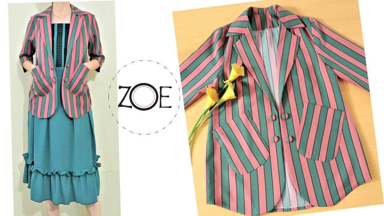 DIY Sewing Short Blazer 3/4 Sleeve Coat Develop Basic Pattern| Zoe DIY ...