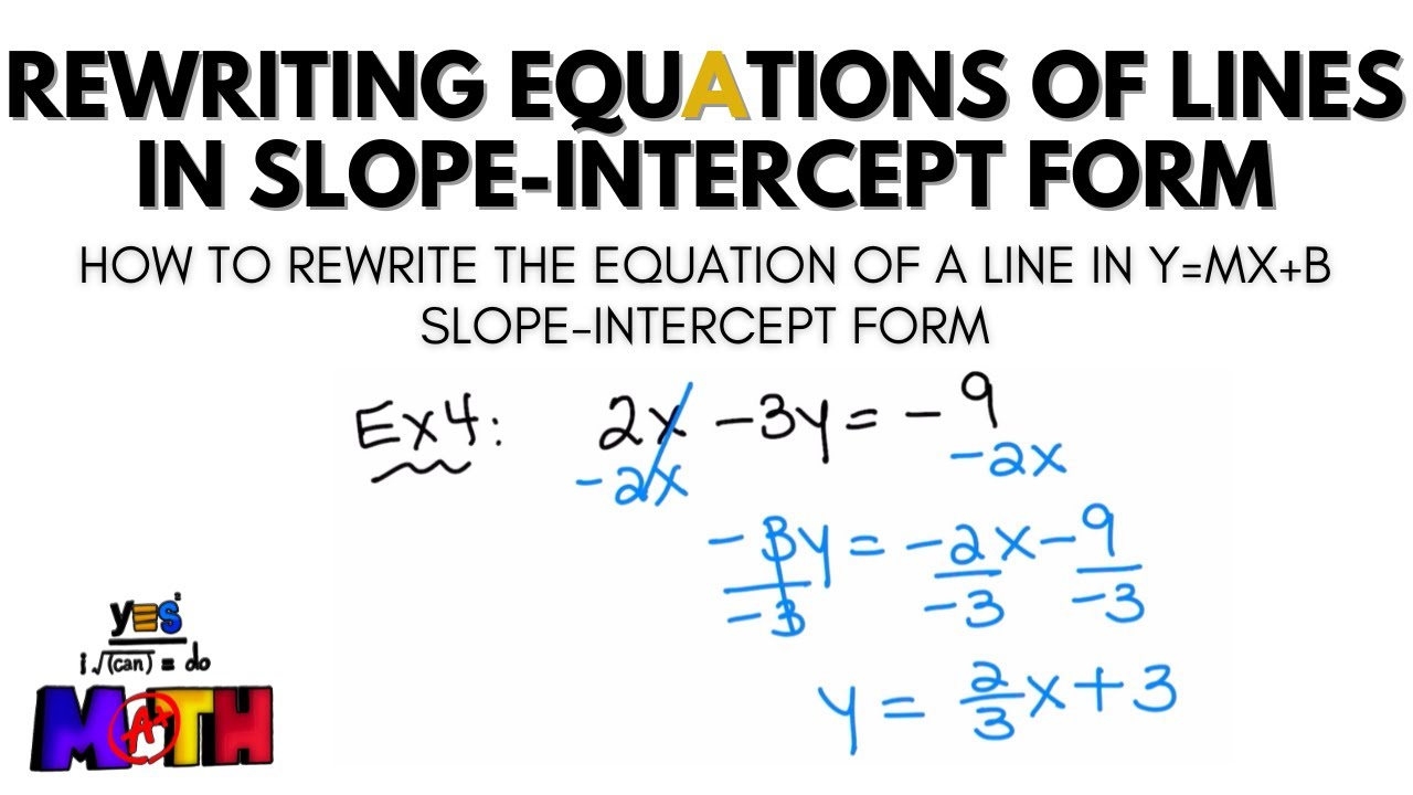 Rewriting Equations In Slope Intercept Form YouTube