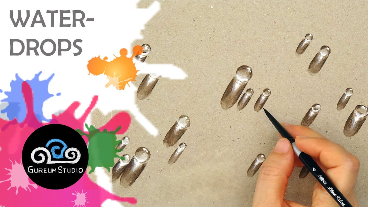 Water Drops Watercolor Painting Step By Step | How To Draw Water ...