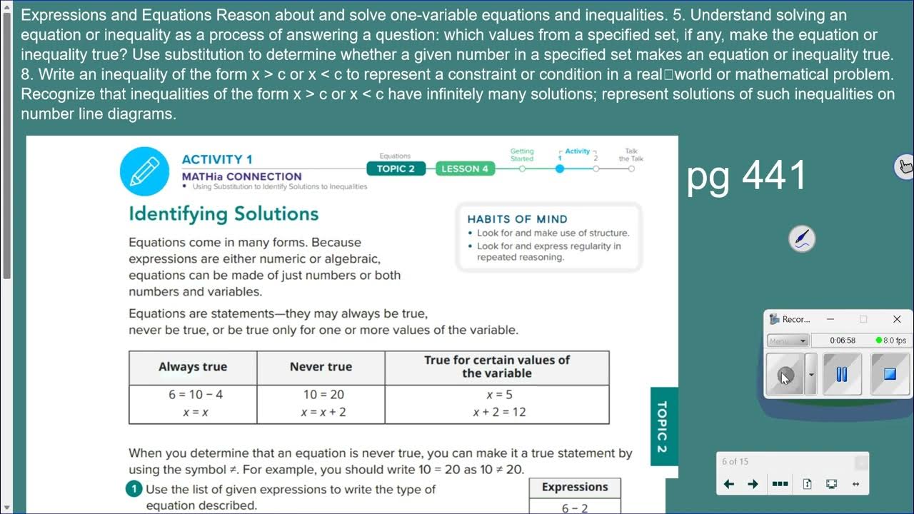 KMS 6th Grade Math - Module 3, Topic 2, Lesson 4 pt. 1 - Inequalities ...