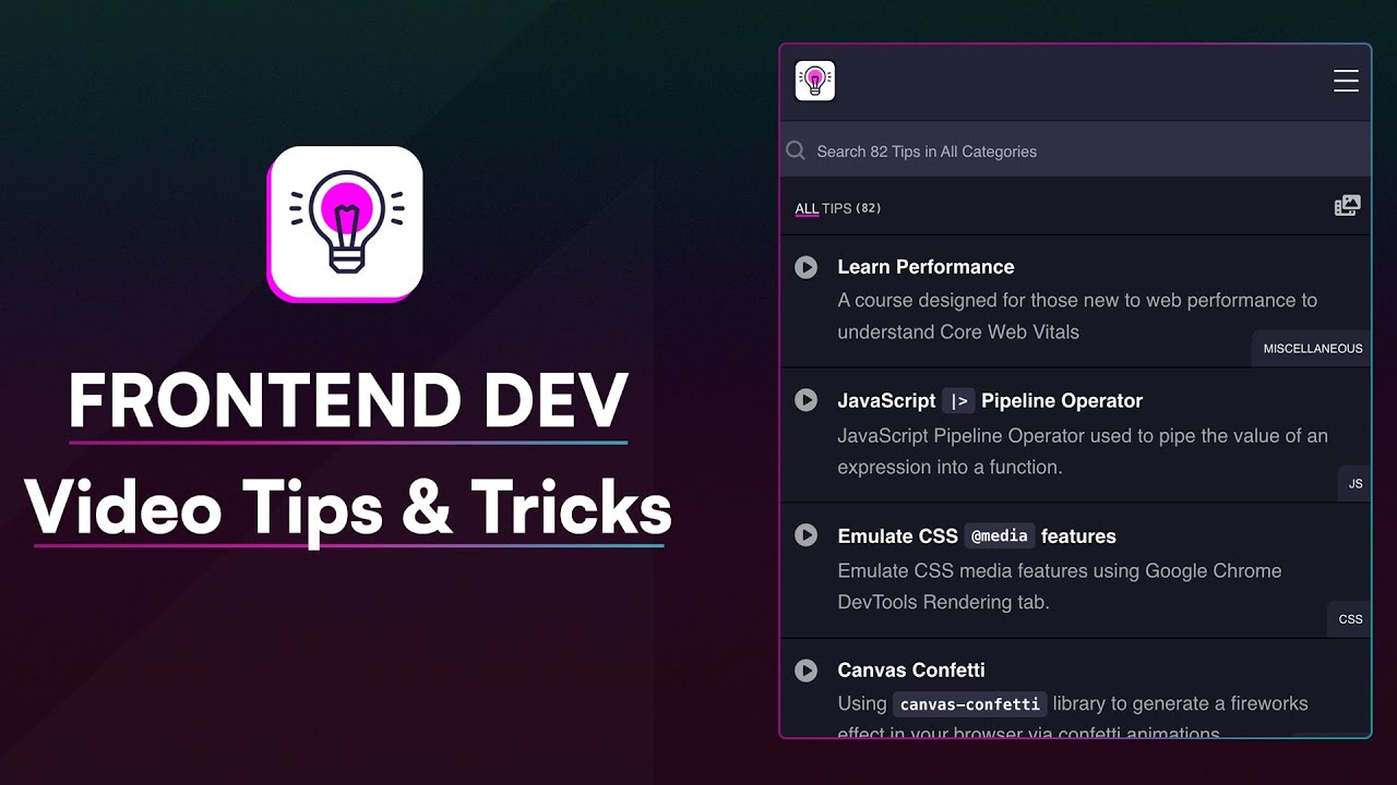 Frontend Development Video Tips And Tricks Youtube