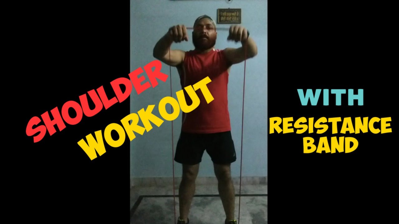 Shoulder Workout using Resistance Band # Double Arm Front Raises ...