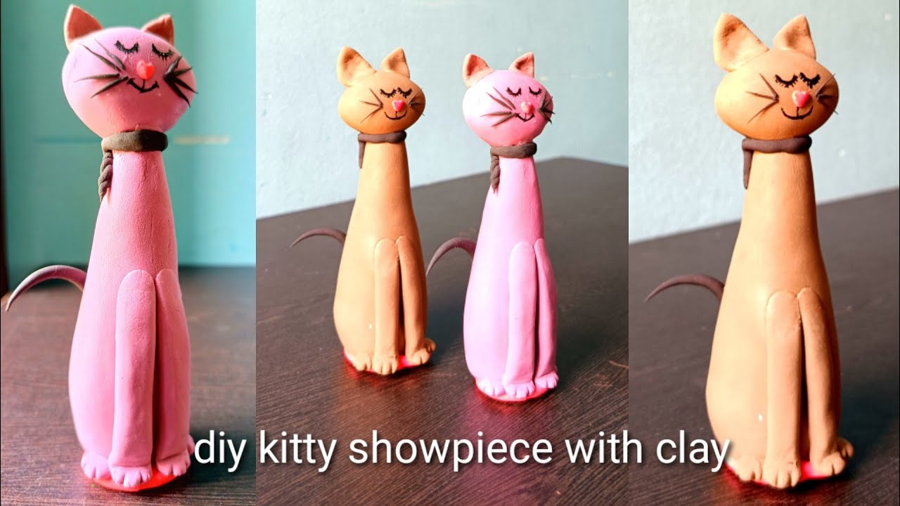 😻😻Cute kitties Showpiece From Cold Porcelain Clay/Showpiece Making At ...