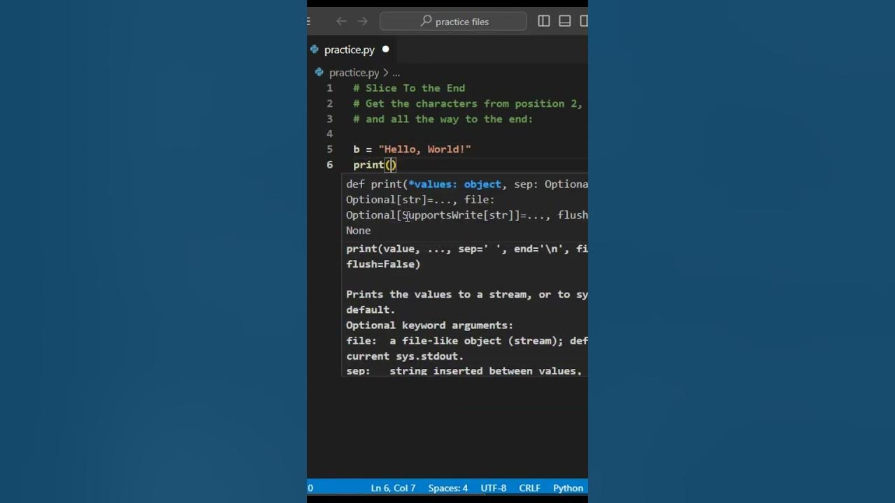 Slice To The End Python Coding Code Learnpython Pythonforbeginners Youtube
