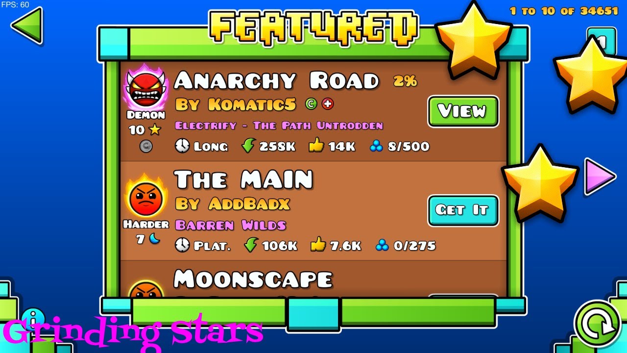 Grinding Stars In Geometry Dash - YouTube