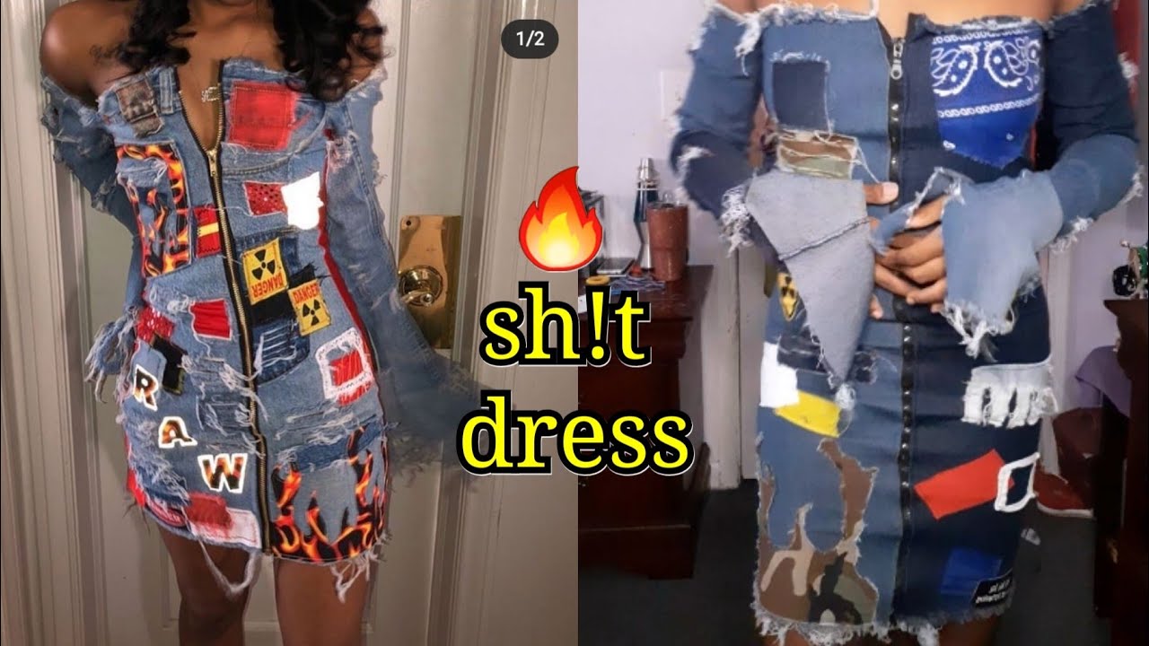 DIY | 🔥 SH!T DENIM DRESS - YouTube