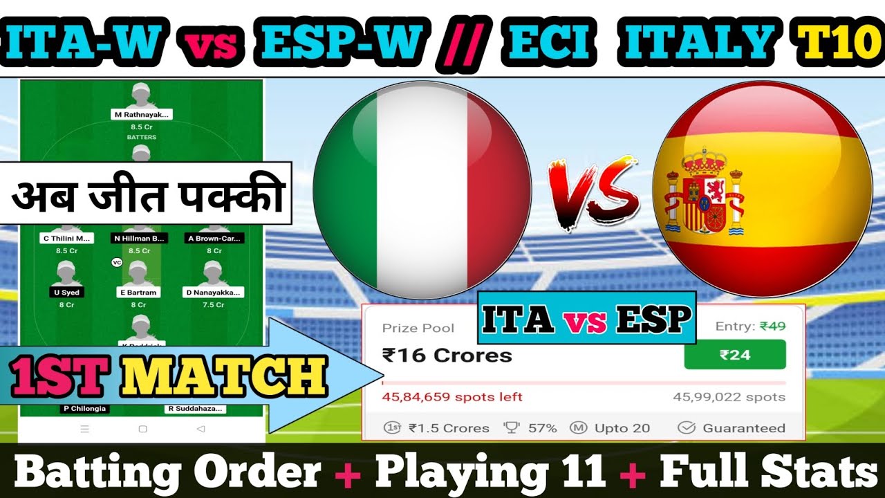 ITA-W vs ESP-W Dream11 || ITA vs ESP Dream11 prediction || ITA vs ESP ...