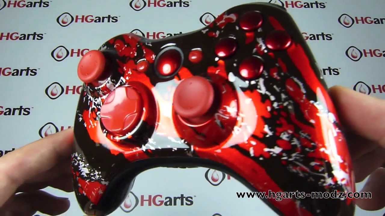 Candy Red Splatter | XBOX360 Modded Controller | HG Arts Modz - YouTube