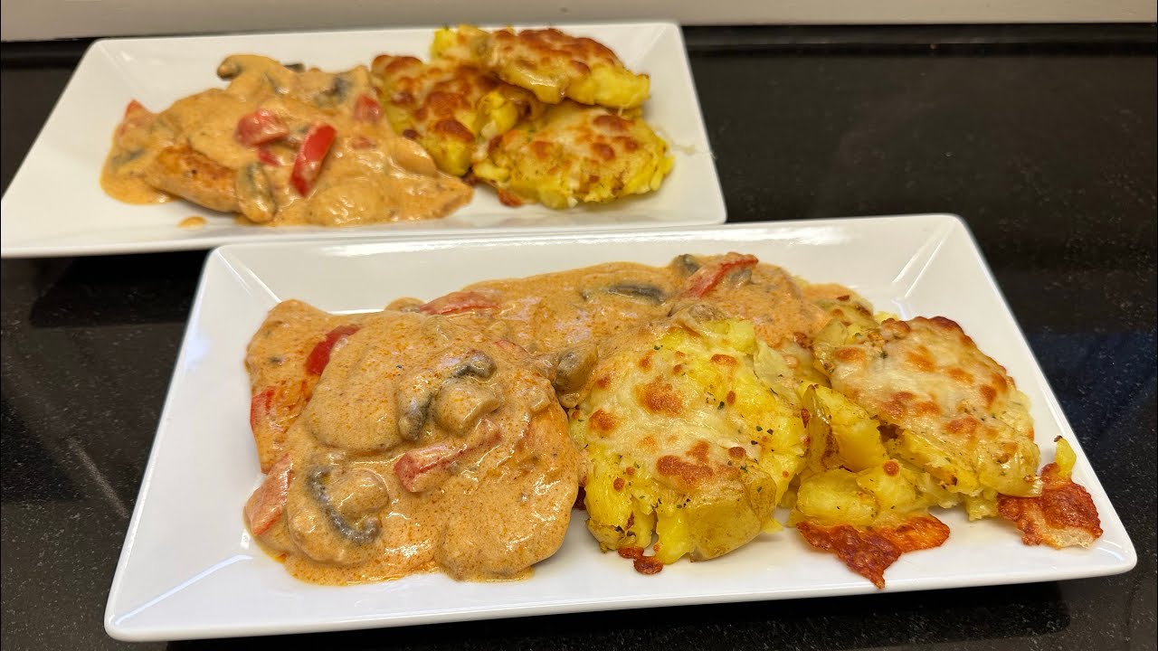 Patate me djath te pergaditura ne furr me file pule dhe kepurdha ...