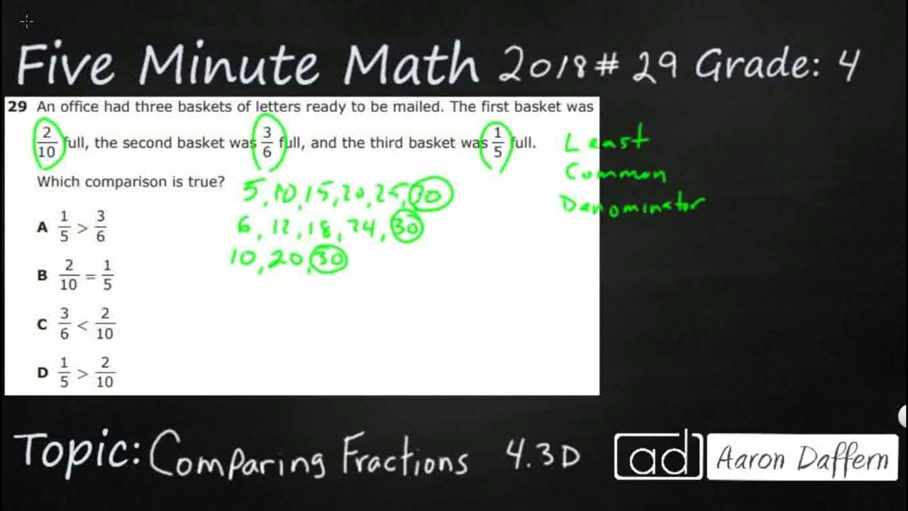 4th Grade STAAR Practice Comparing Fractions (4.3D - #6) - YouTube