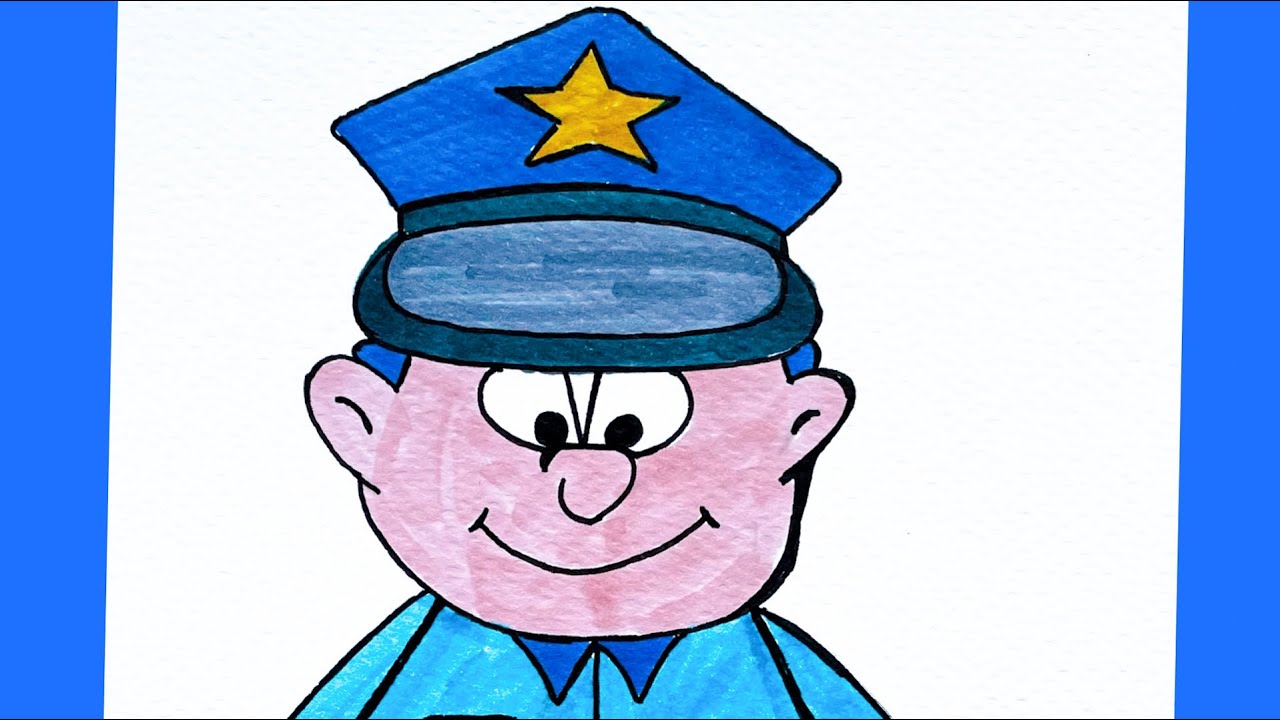 HOW TO DRAW A POLICEMAN EASY STEP BY STEP || EASY POLICEMAN DRAWING AND ...