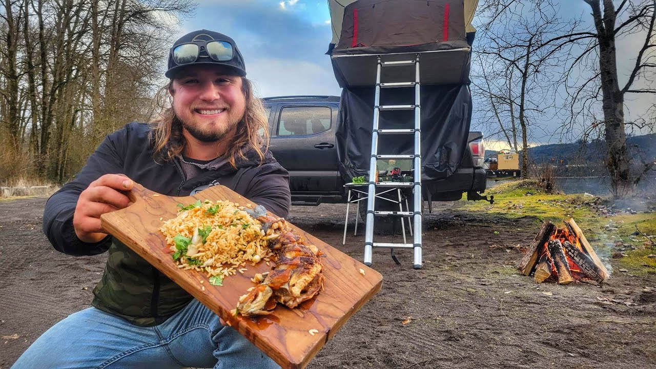 Riverside TRUCK CAMPING Catch & Cook! (Eating A Weird Fish) - YouTube