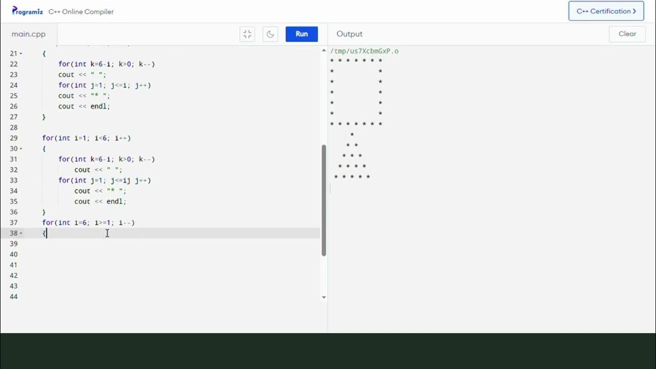program with conditional loop that shows triangle, inverted triangle, square, and diamond. - YouTube