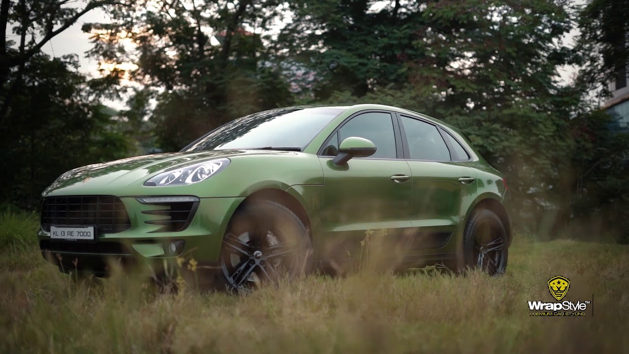 Porshe Macan S wrapped in Mamba Green Metallic - YouTube